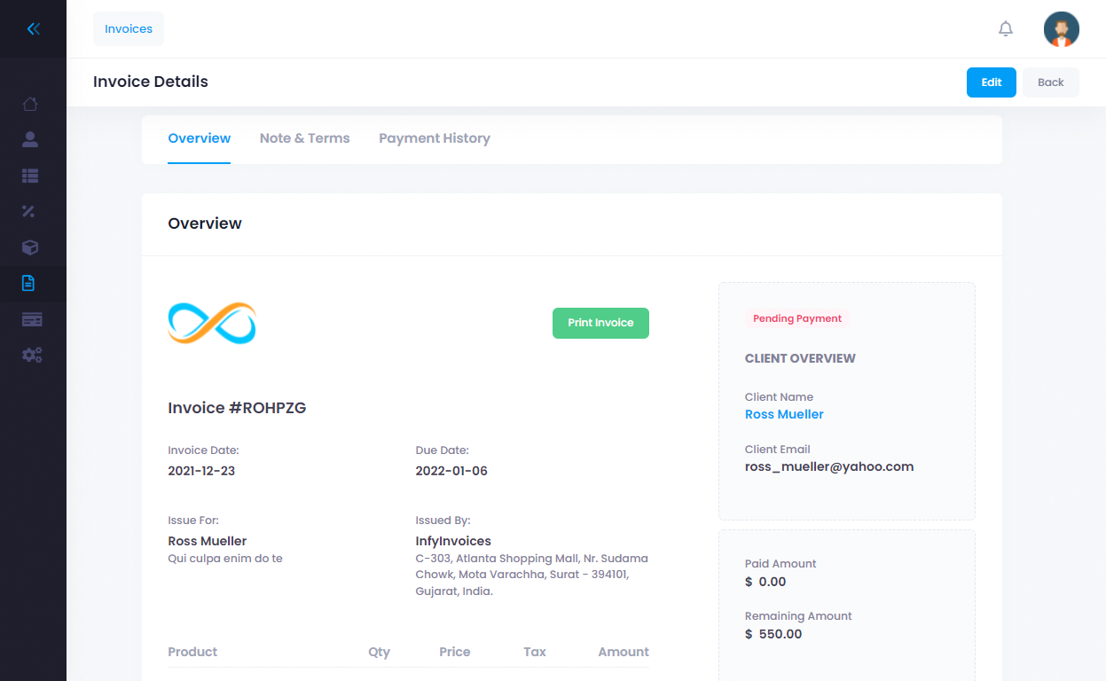 InfyInvoices - Laravel Invoice Management System - Billing Management ...