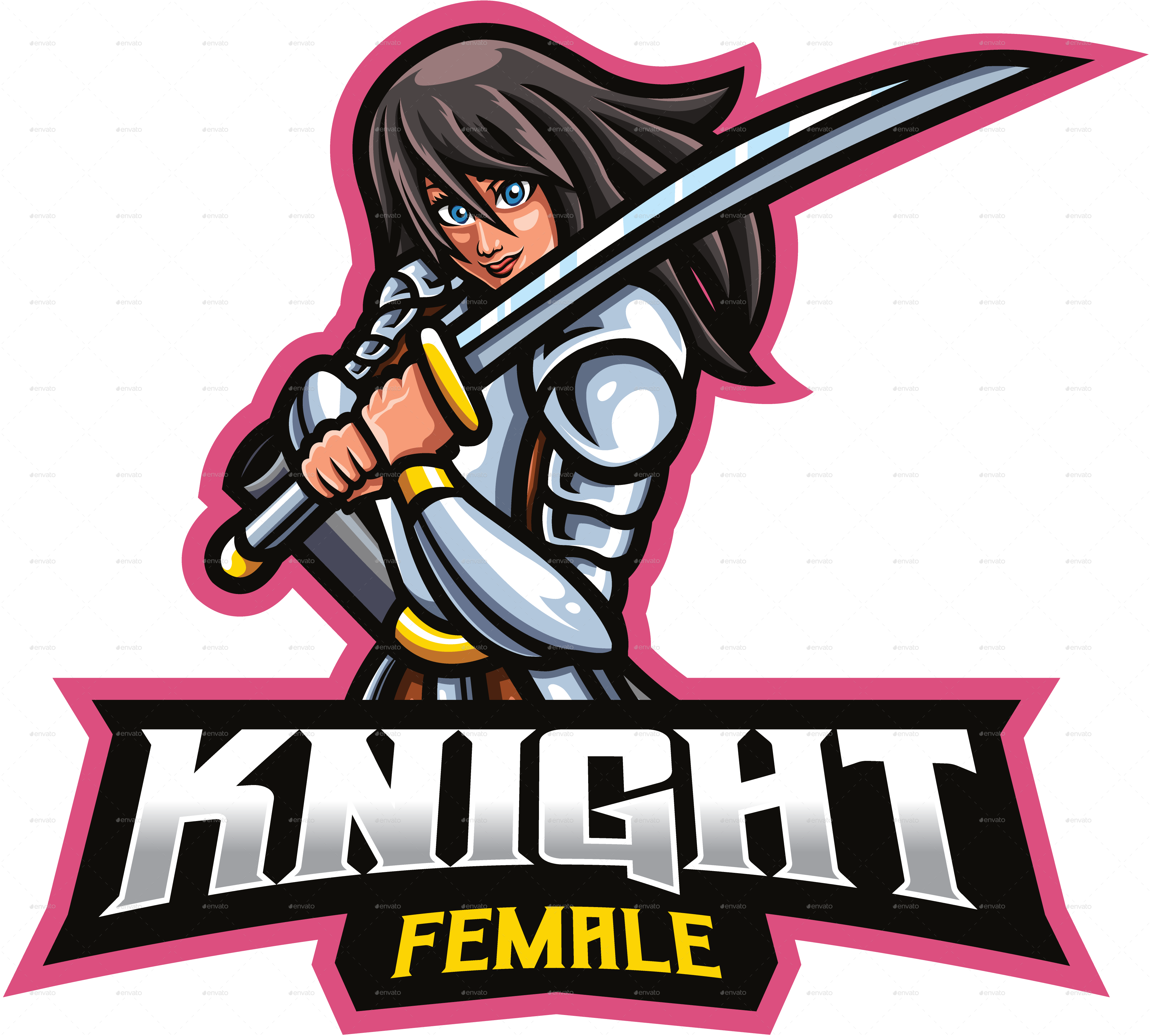 Female Knight Mascot Logo Design, Logo Templates | GraphicRiver