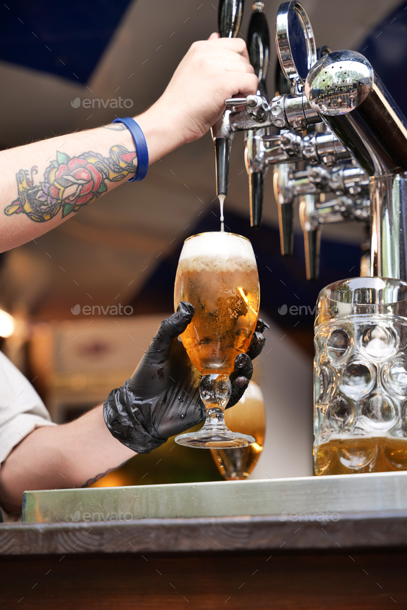 bartender tapping beer in a pub Stock Photo by CCpreset | PhotoDune