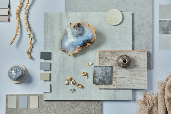 Flat lay of creative architect moodboard composition Stock Photo by ...
