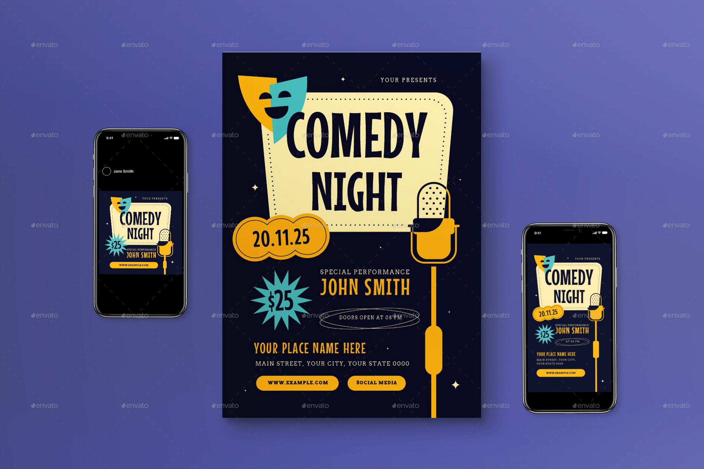 Comedy Night Flyer Set, Print Templates | GraphicRiver