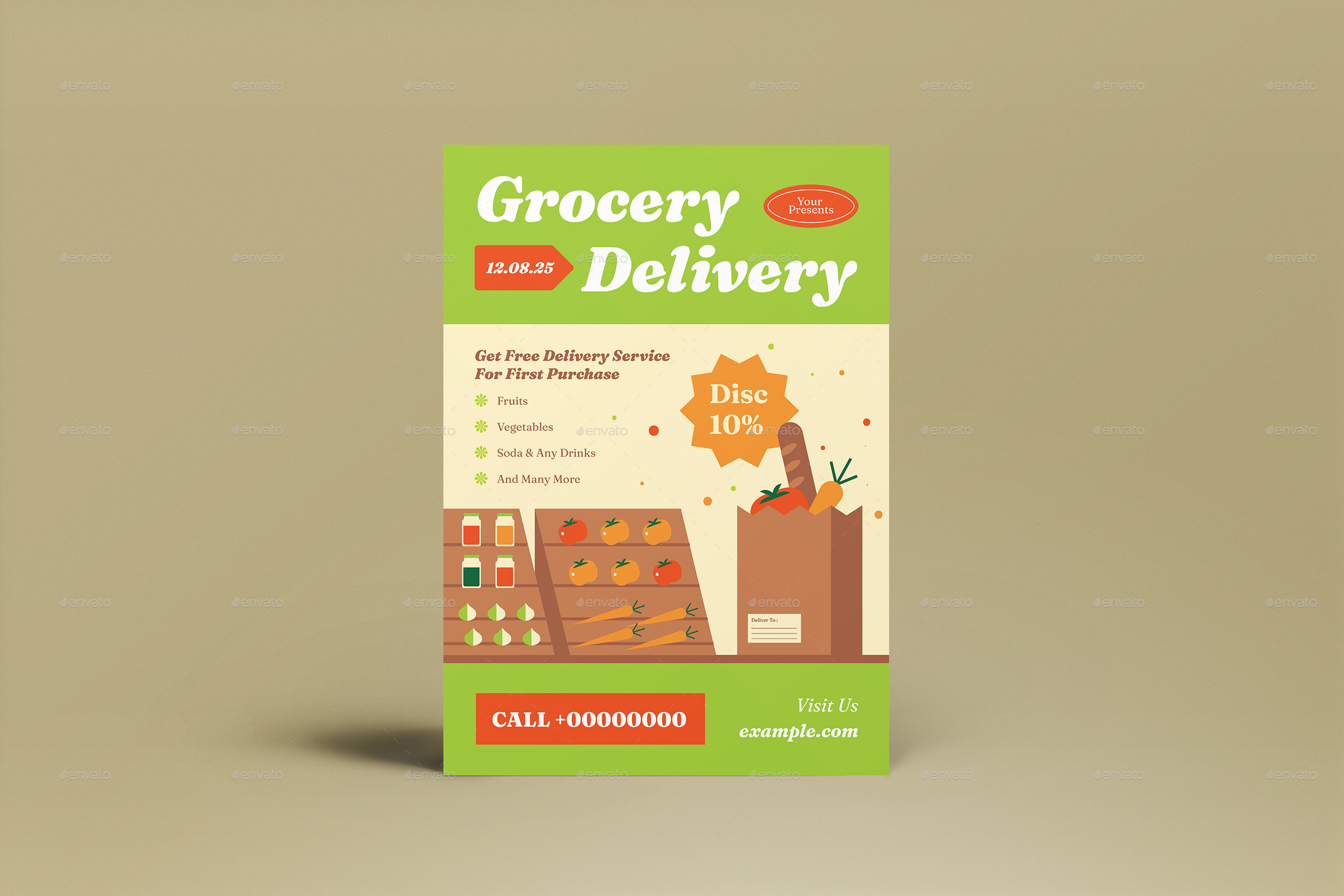 Grocery Delivery Flyer, Print Templates | GraphicRiver