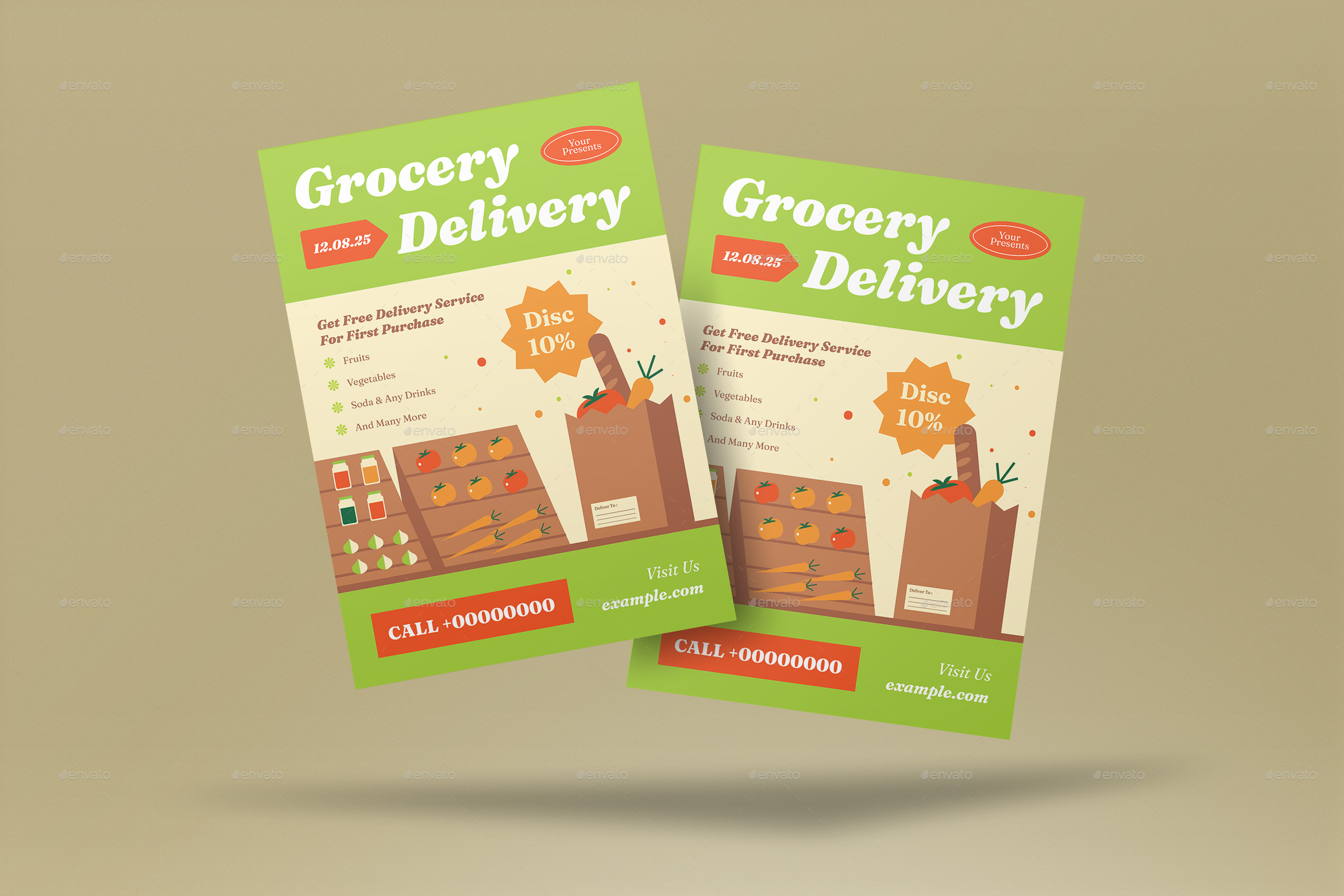 Grocery Delivery Flyer, Print Templates | GraphicRiver