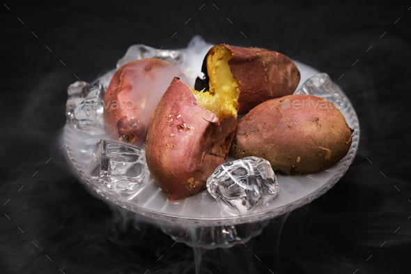 hiyashi yakiimo ( cold baked sweet potatoes) , Japanese dessert. Stock ...