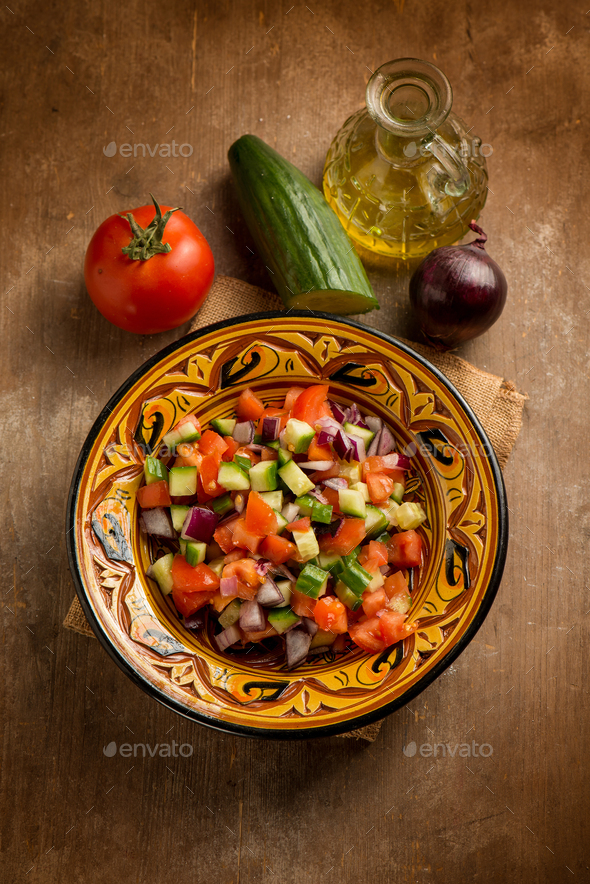 traditional moroccan salad with onions tomatoes and cucumber Stock ...