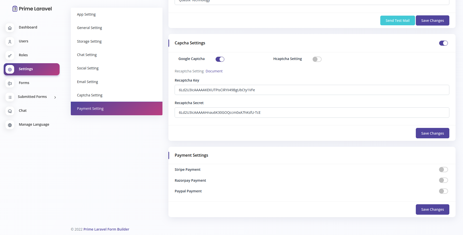 Prime Laravel - Form builder, Users, Role, Permissions & Settings by Quebix-Technology