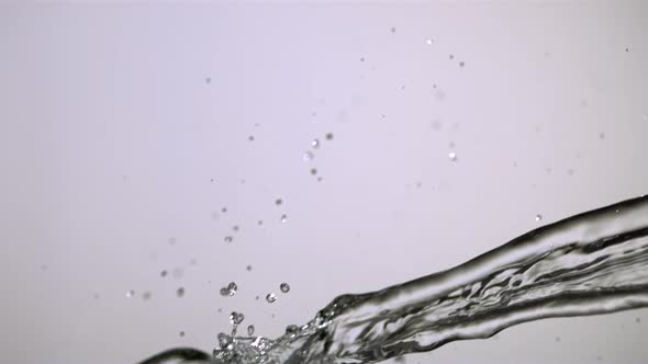 Water splash in ultra slow motion 1500fps on a reflective surface ...