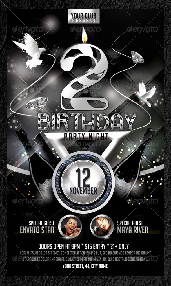 Birthday Party Flyer Template 3in1, Print Templates | GraphicRiver