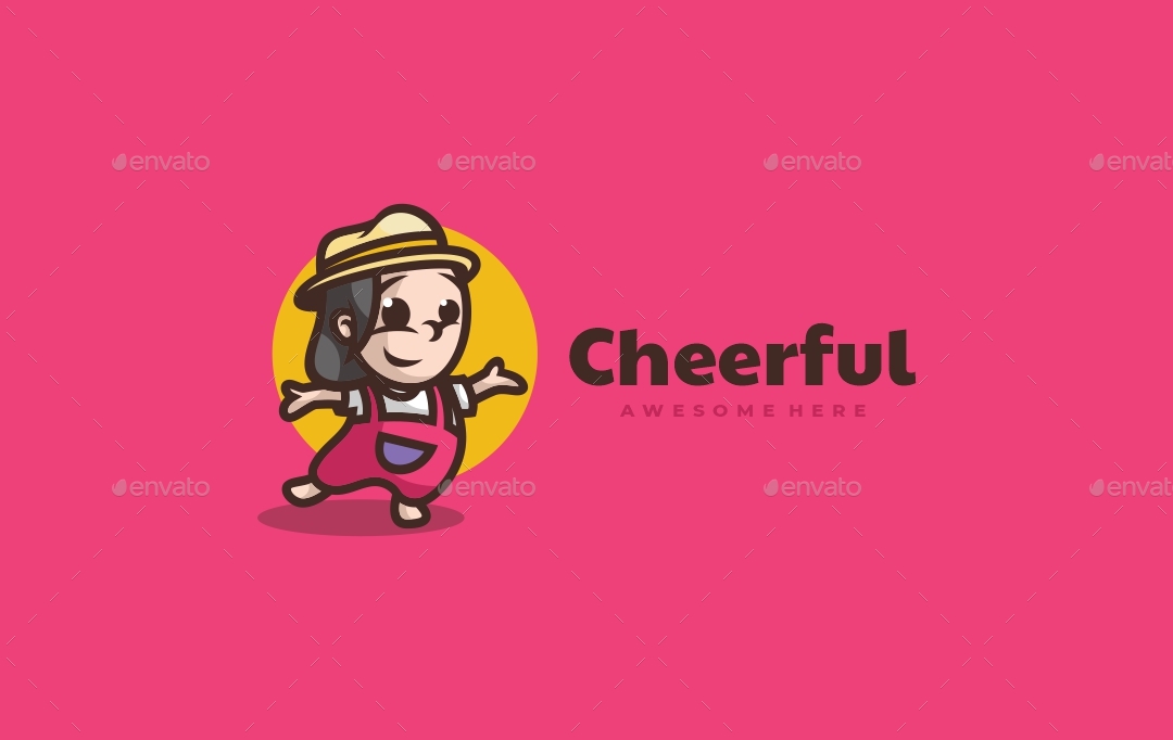 Cheerful Girl Cartoon Logo Template, Logo Templates | GraphicRiver
