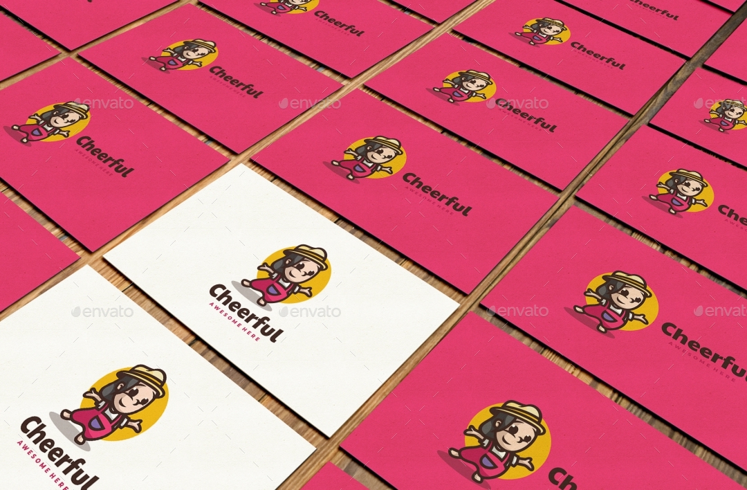 Cheerful Girl Cartoon Logo Template, Logo Templates | GraphicRiver