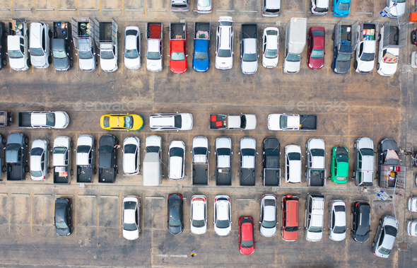 Cars parking lot row in transportation concept. Vehicle Stock Photo by ...
