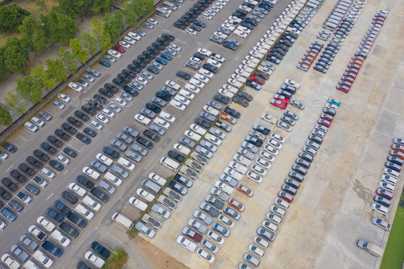 Cars parking lot row in transportation concept. Vehicle Stock Photo by ...