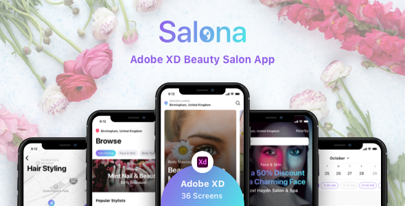Salona - Adobe XD Beauty Salon App by arthgoods | ThemeForest