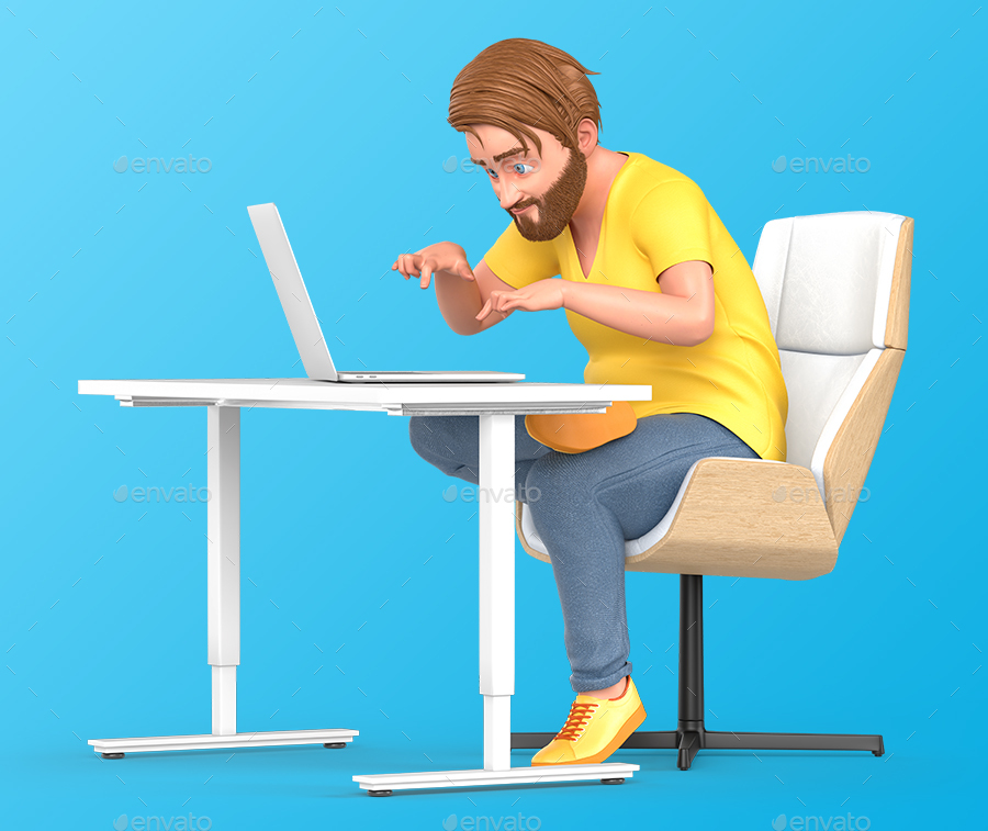 It Specialist Working at His Desk, Graphics | GraphicRiver