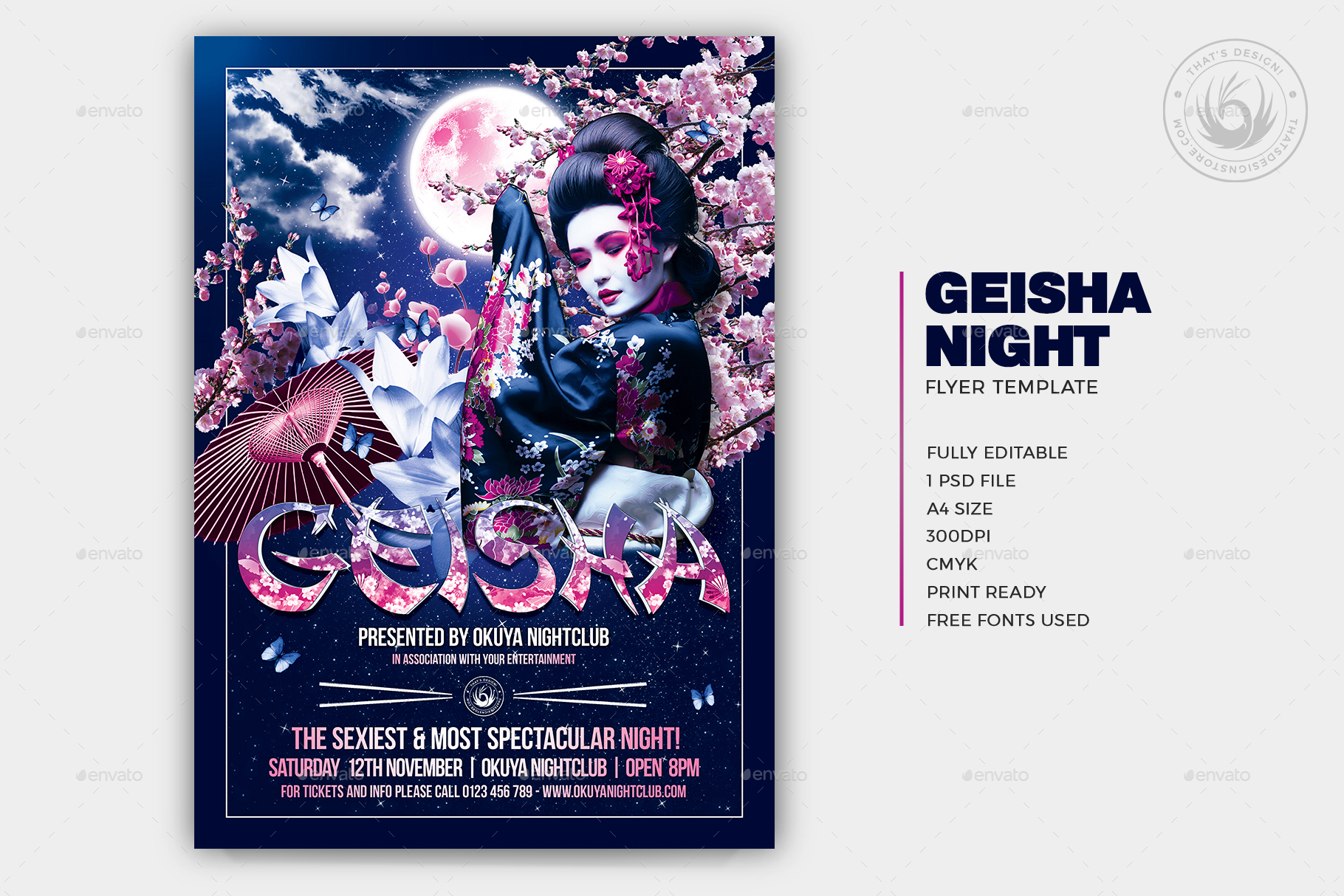 Geisha Night Flyer Template V2, Print Templates | GraphicRiver