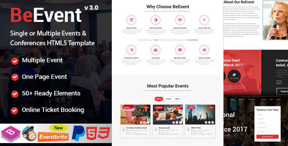 BeEvent - Single or Multiple Events & Conferences HTML5 Template by ...