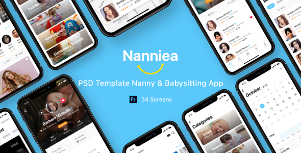Nanniea - PSD Template Nanny & Babysitting App by arthgoods | ThemeForest