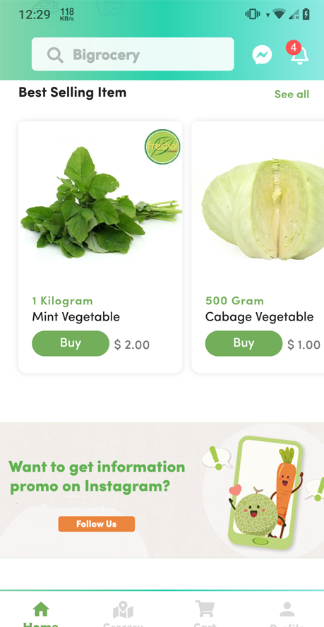 Flutter Grocery – Bigrocery in Flutter grocery app flutter template app ...