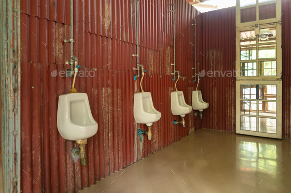 Public toilet, restroom in restaurant or shopping mall, interior ...