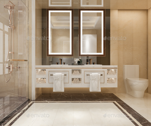 classic retro bathroom with shower room Stock Photo by dit26978 | PhotoDune