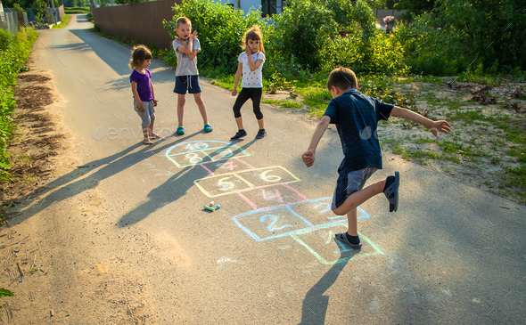 street children's games in classics. Selective focus. Stock Photo by ...