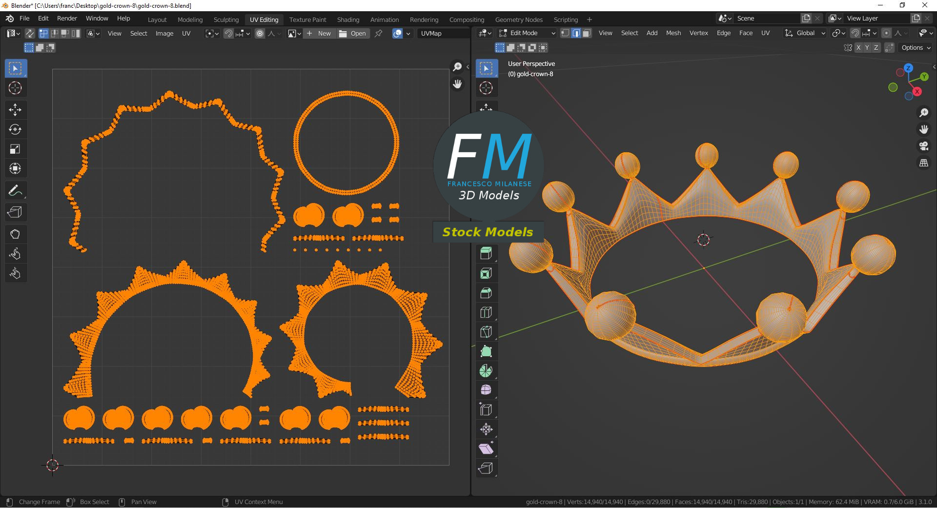 Gold crown 8 by FrancescoMilanese85 | 3DOcean