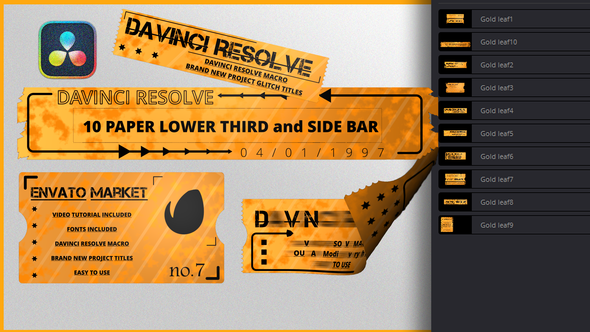 paper Lower Thirds and sidebar, DaVinci Resolve Templates | VideoHive
