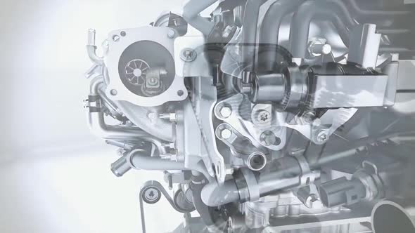 Animation of a Running Engine Animation with Camera Rotation Depth of ...