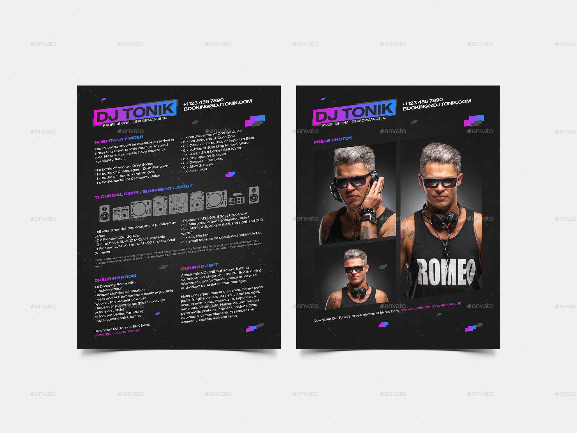 Modern DJ Press Kit and Resume Template for Event / Club Professionals ...