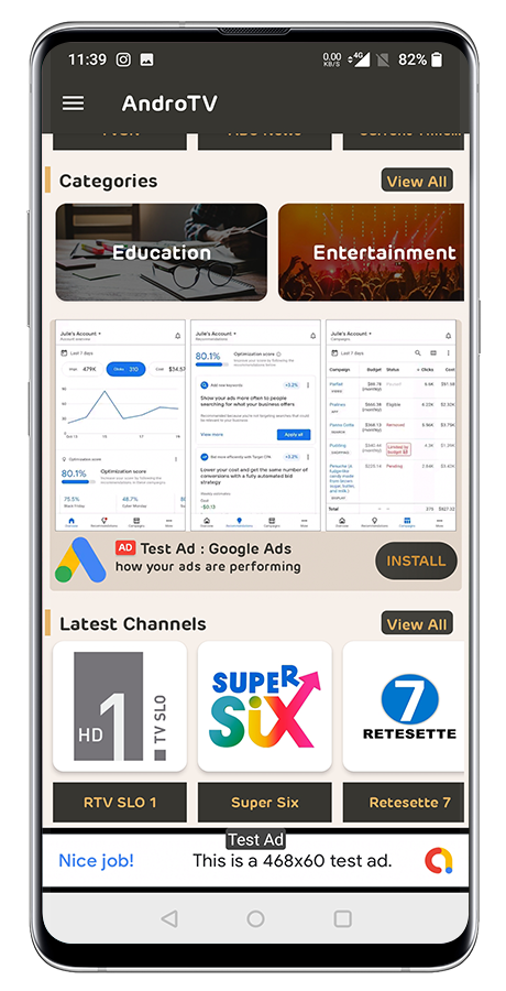 AndroTV - Android Multiple TV Channels App (Live Streaming) by AndroMOB