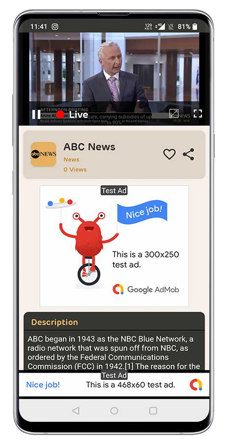 AndroTV - Android Multiple TV Channels App (Live Streaming) by AndroMOB
