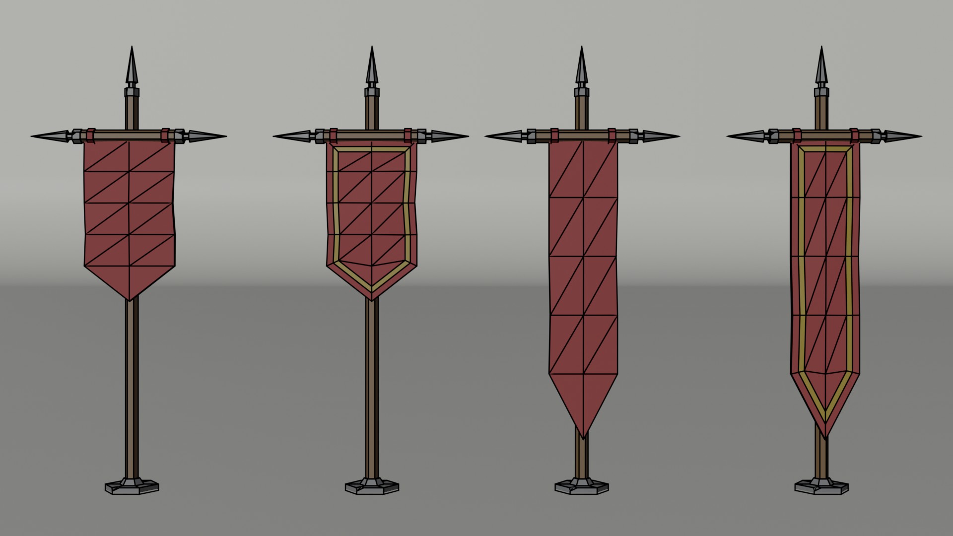 Low-poly cartoon medieval flags asset by Tykryk | 3DOcean