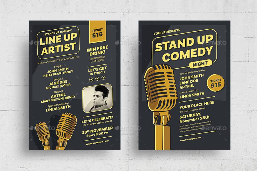 Stand Up Comedy Night Flyer Template, Print Templates | GraphicRiver