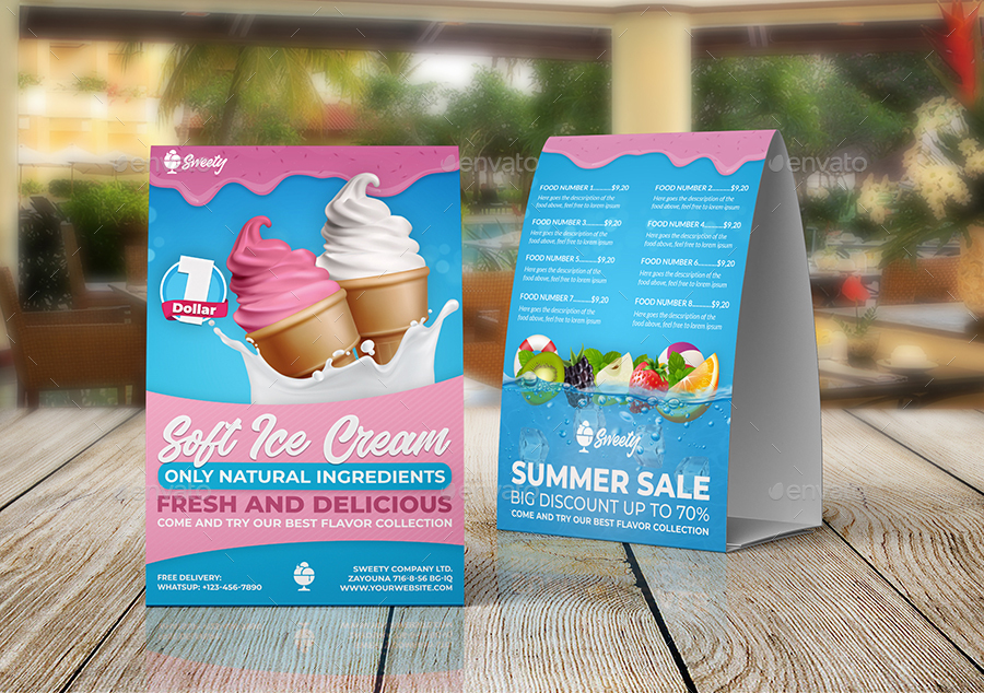 Ice Cream Table Tent Template Vol.6, Print Templates | GraphicRiver
