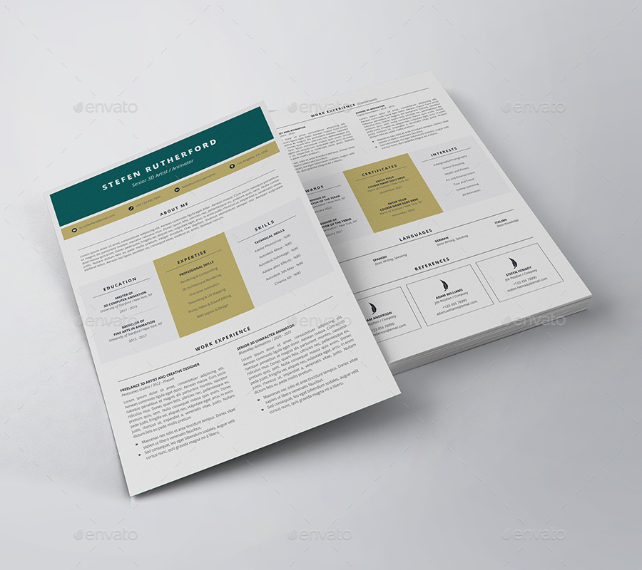 Resume/CV (2 Page), Print Templates | GraphicRiver