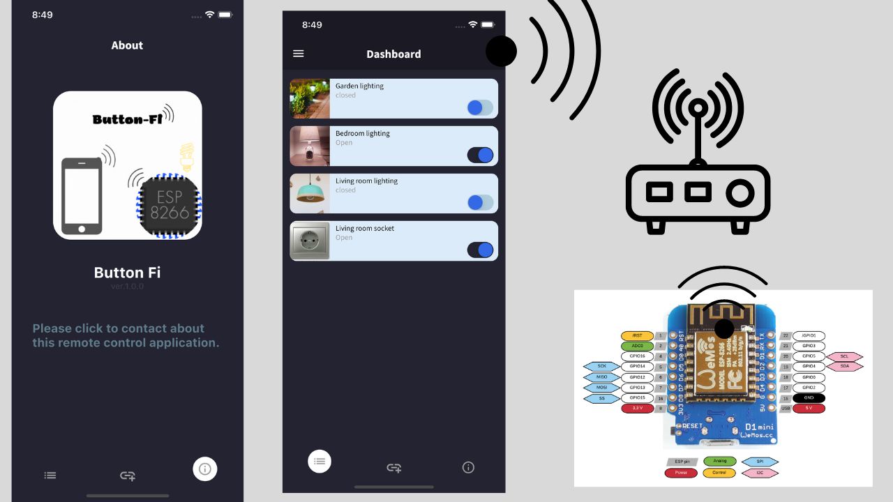 Flutter esp8266 project.simple smart home wifi light switch DIY remote wireless smart home ...