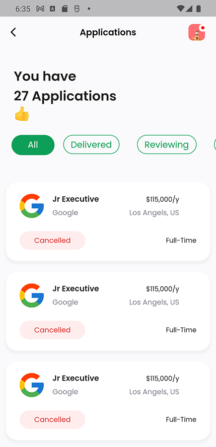 Hires - Job Finder Flutter App UI Template by dokkanagency | CodeCanyon