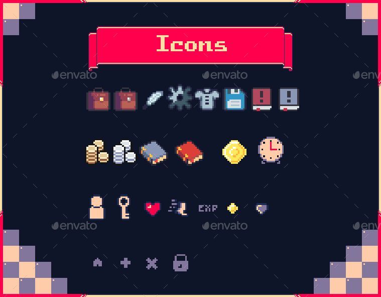 Pixel World Series #2 : 8-bit UI, Game Assets | GraphicRiver