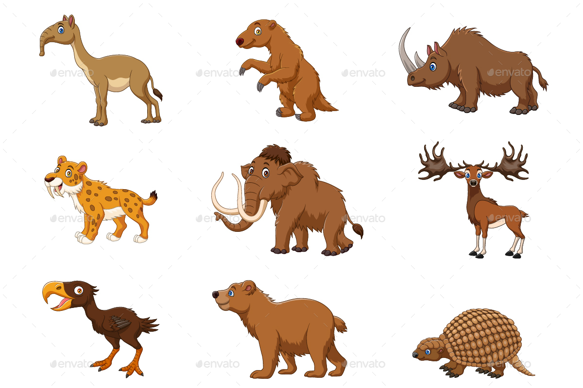Set of Nine Prehistoric Animals, Vectors | GraphicRiver