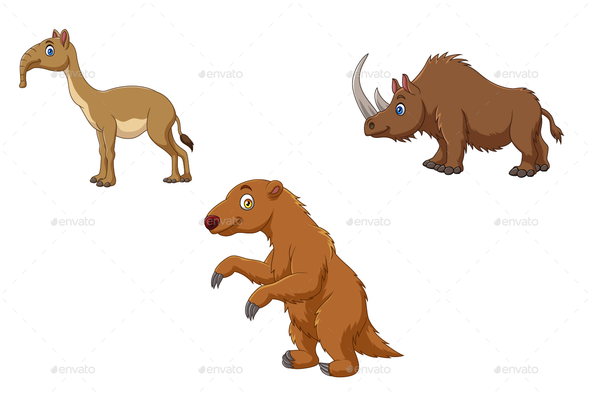 Set of Nine Prehistoric Animals, Vectors | GraphicRiver