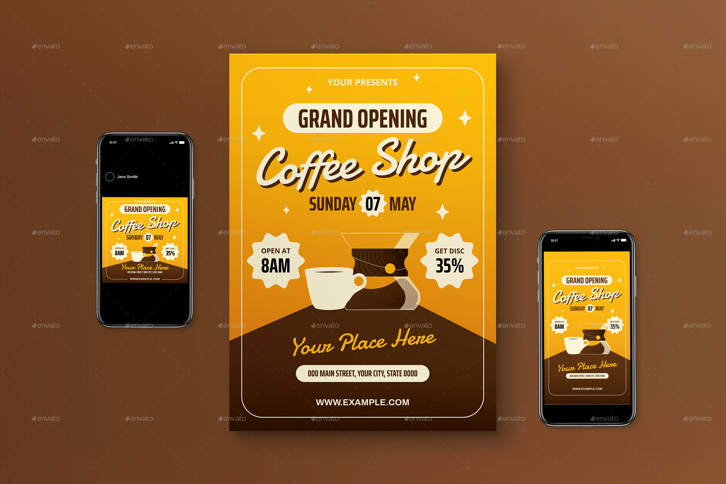 Grand Opening Coffee Flyer Set by graphicook | GraphicRiver