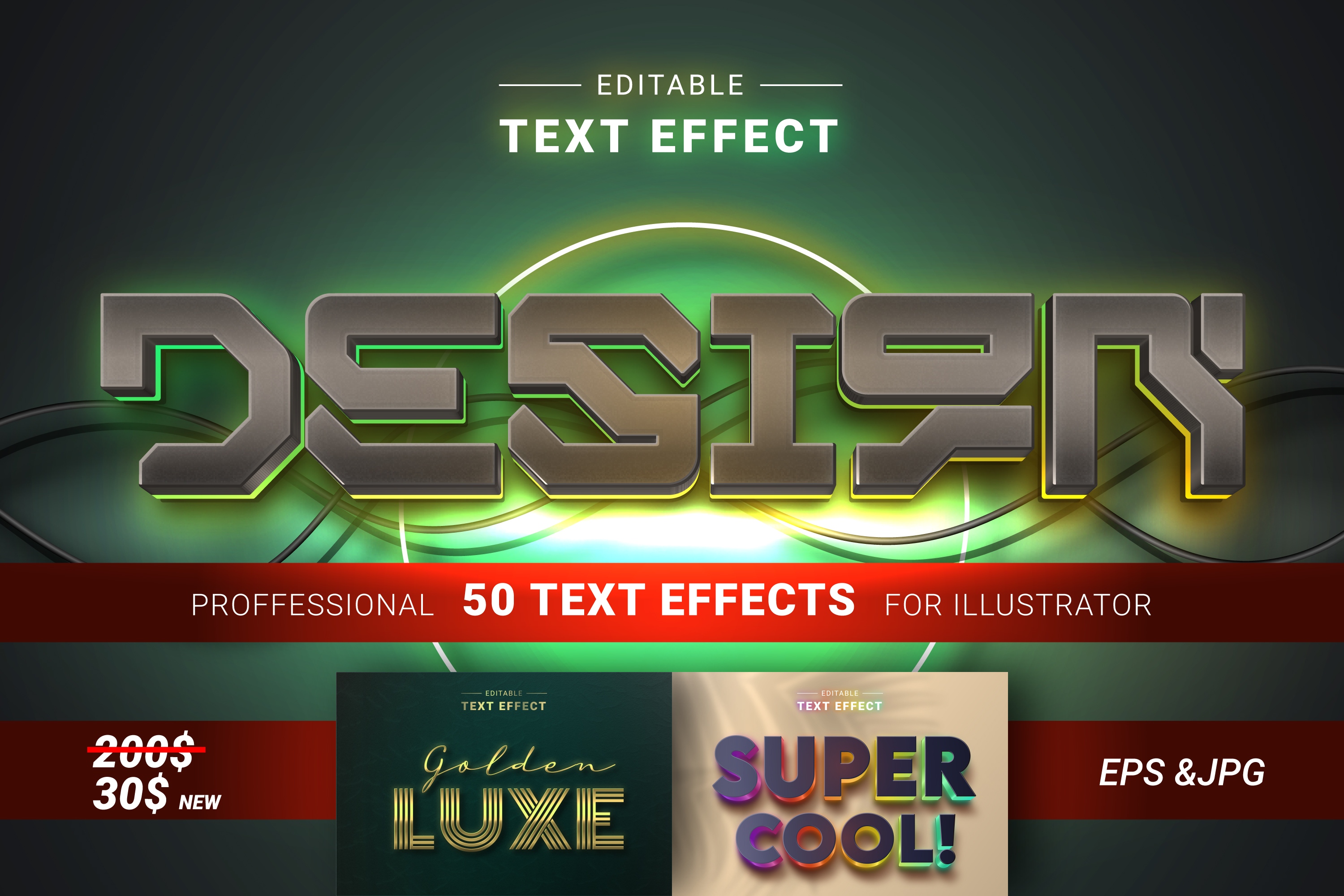 50 Editable 3D Text Effects Design N22, Add-ons | GraphicRiver