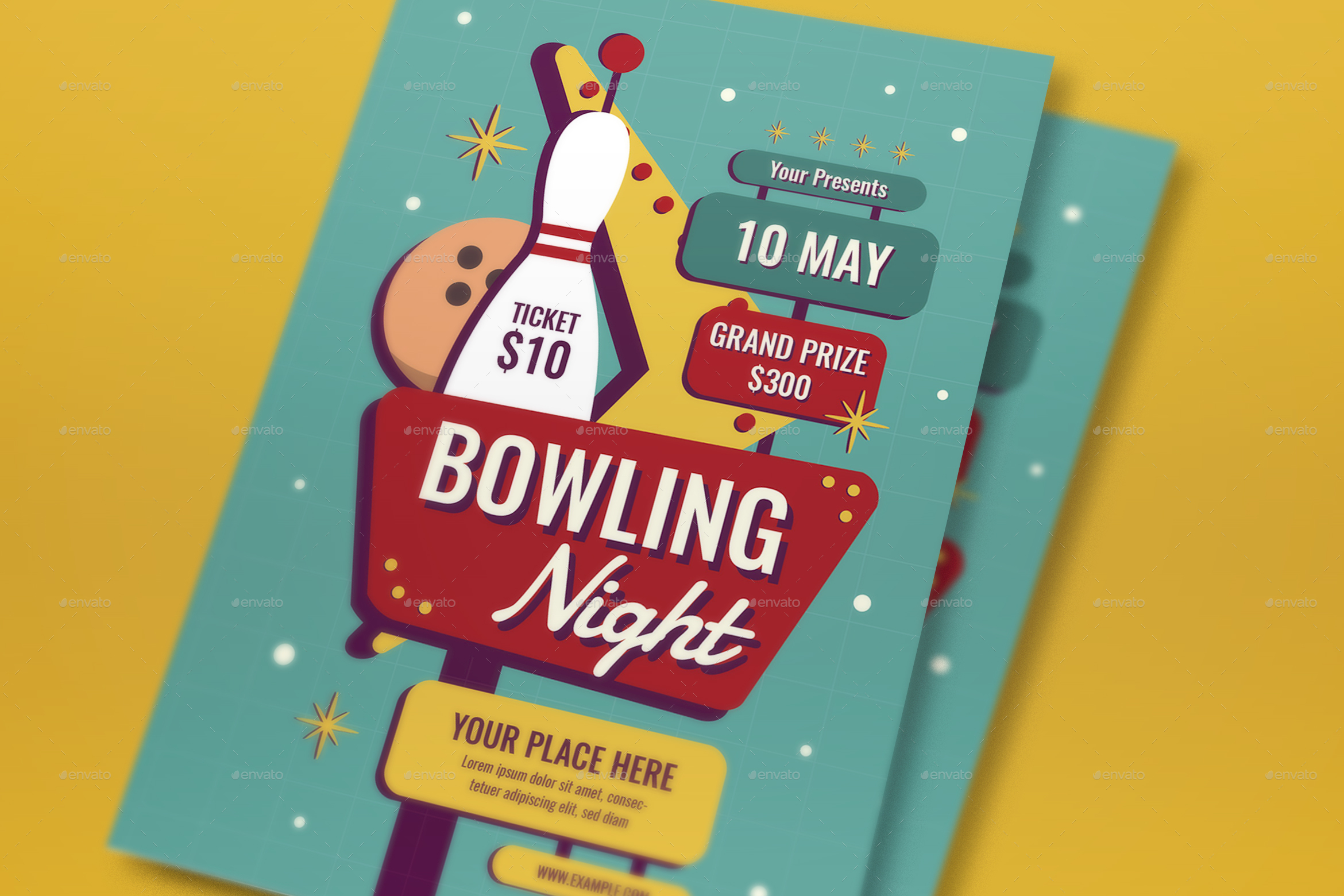 Bowling Night Flyer Set, Print Templates | GraphicRiver