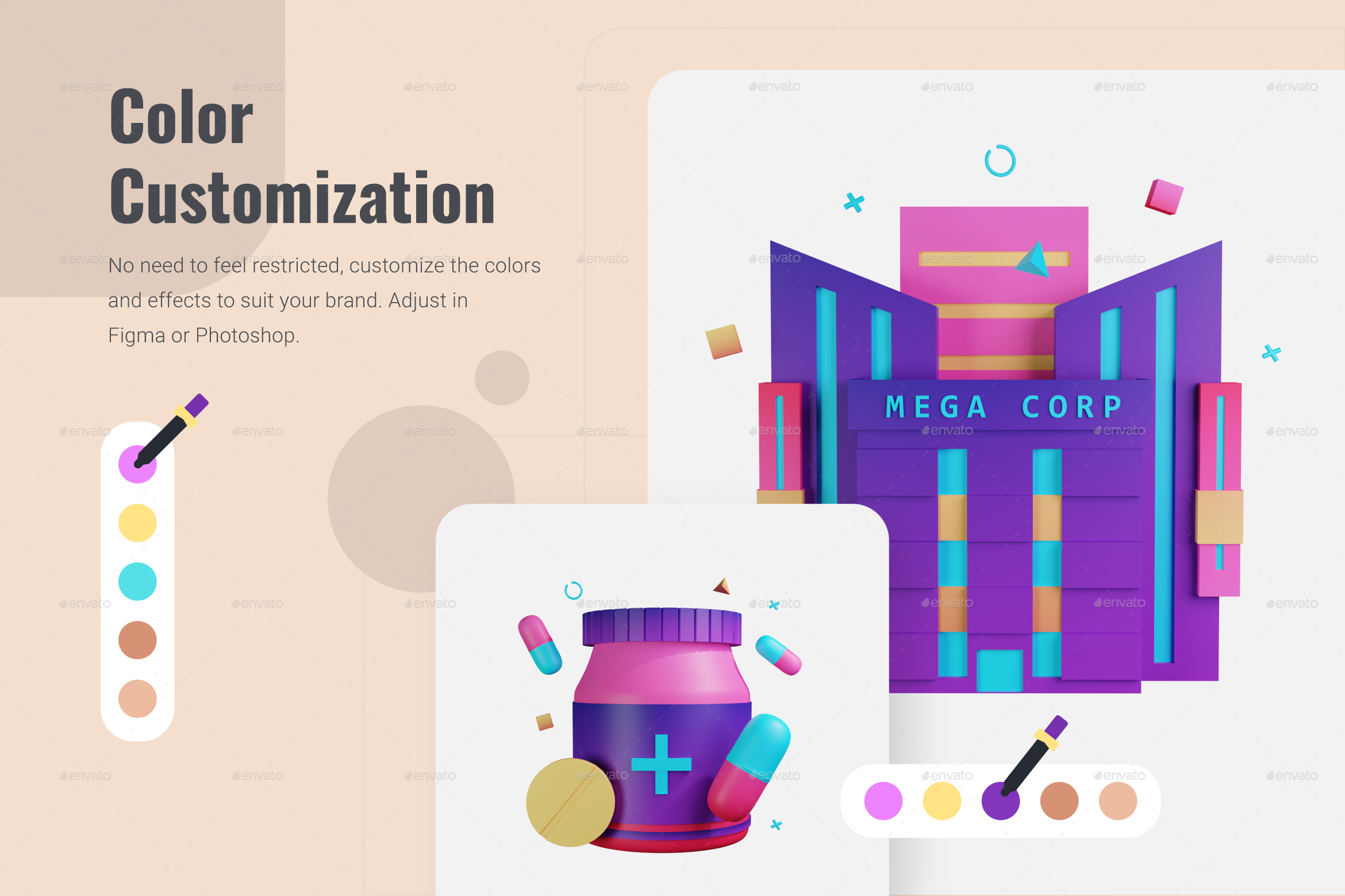 Cyberpunk Futuristic 3D Icon Set, Graphics | GraphicRiver