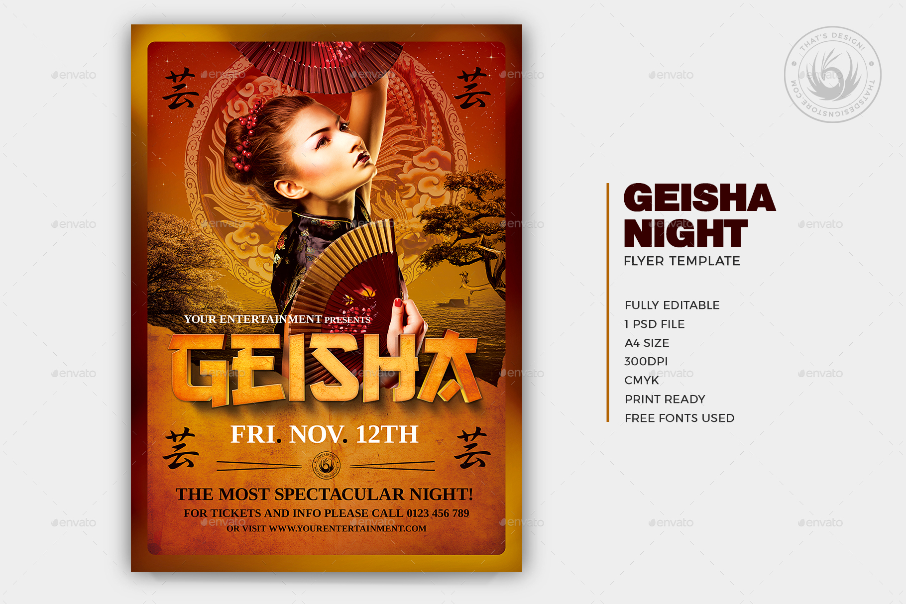 Geisha Night Flyer Template V3, Print Templates | GraphicRiver