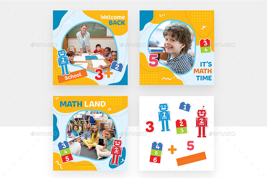 Math Education Social Media Banners, Web Elements | GraphicRiver