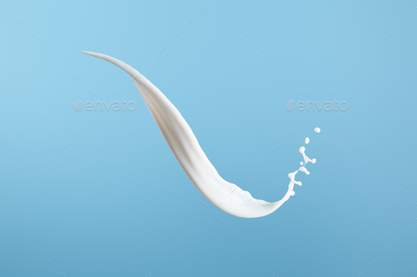 fresh white milk splash isolated on blue Stock Photo by LightFieldStudios
