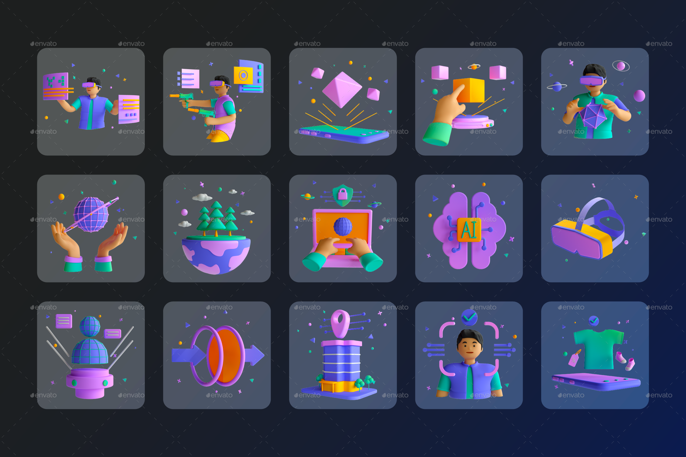 3D Metaverse Icon Set Vol 1, Graphics | GraphicRiver