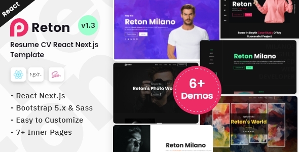 Reton - Resume CV React Template by HiBootstrap | ThemeForest