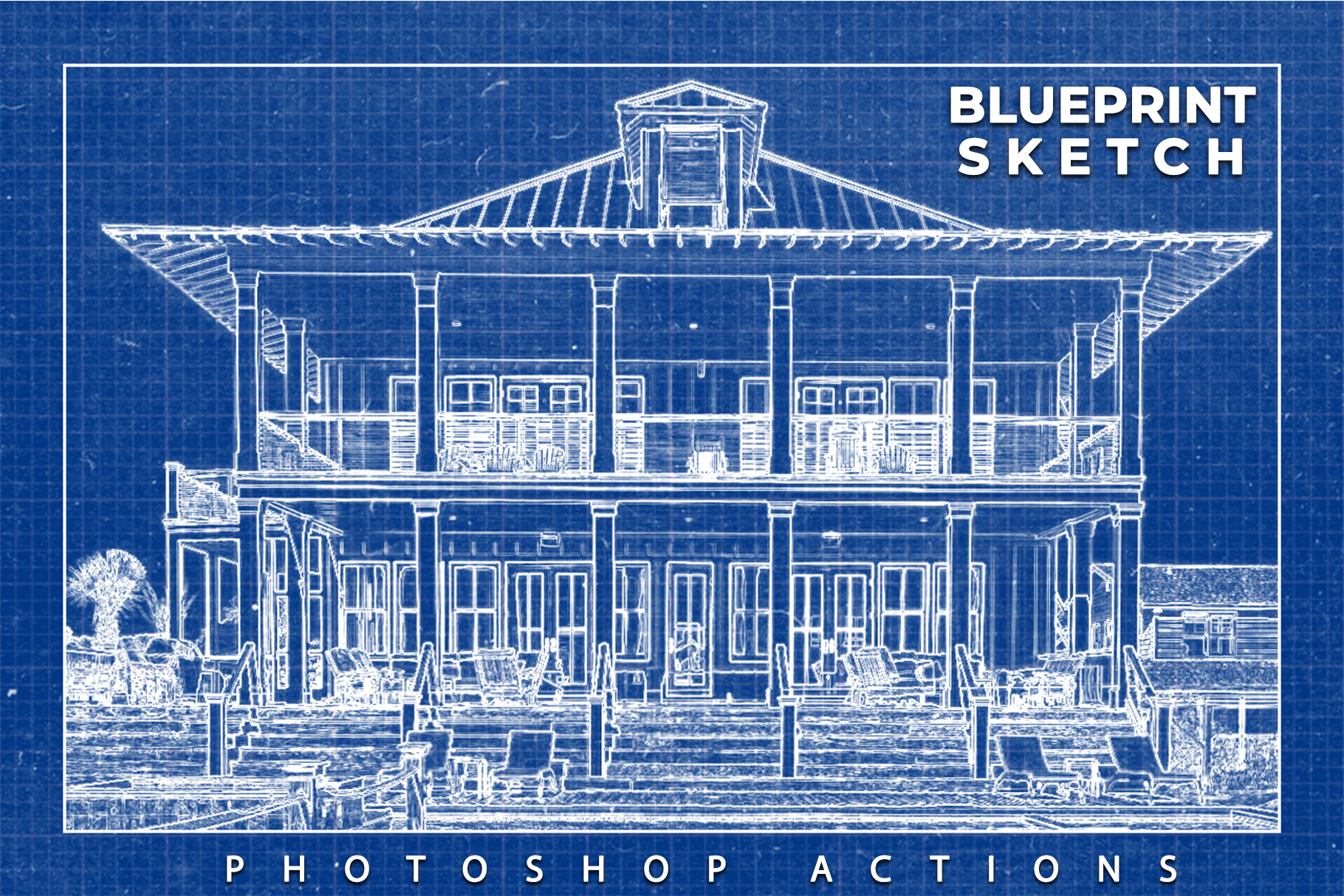 Blueprint Sketch Photoshop Action, Add-ons | GraphicRiver